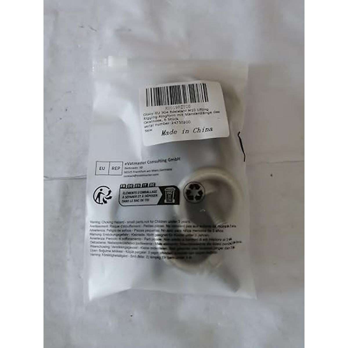 304 Stainless Steel M10 Lifting Rigging Eyebolt Ring Shaped with Standard Length of Thread Pack of 6 pcs