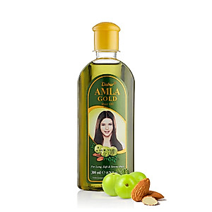 Dabur Hair Oil- Amla Gold, Serum, Almond and Henna - 300 ml - Natural Treatment for Women - Hair Fall Prevention, Scalp Nourishment and Strong