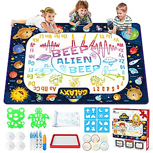 Jasonwell Aqua Water Doodle Mat 48 x 36 Inches Large Magic Drawing Doodling Mat Coloring Mat Educational Toys Christmas Birthday Gifts for Kids Toddler Boys Girls Age 2 3 4 5 6 7 8 Year Old (Galaxy)