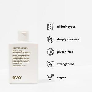 EVO Normal Persons Daily Care Shampoo - Deeply Cleanses, Removes Product Build-Up & Strengthens All Hair Types - 300ml / 10.1fl.oz