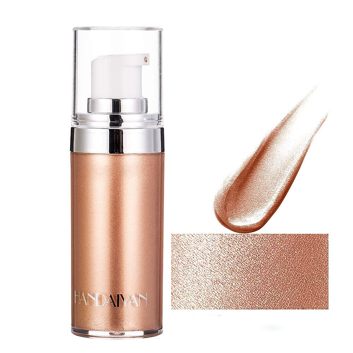 Go Ho Face Body Illuminator,Liquid Highlighter Makeup Drops,Moisturizing Face Luminizer,Waterproof Smooth Liquid Spray Shine Shimmer Glow Foundation Glitter Body Makeup(#2 Rose Golden)