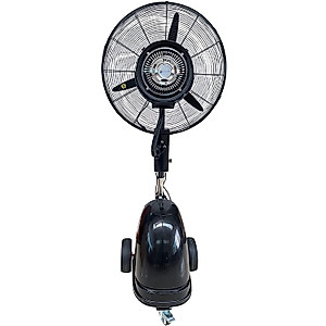 Cool-Off Island Breeze Oscillating Misting Fan, 3 Cooling Speeds with 12 Gallon Tank, Adjustable Height, Art Deco Pedestal Fan for Backyards, Patios and More, 26 Inch, Black