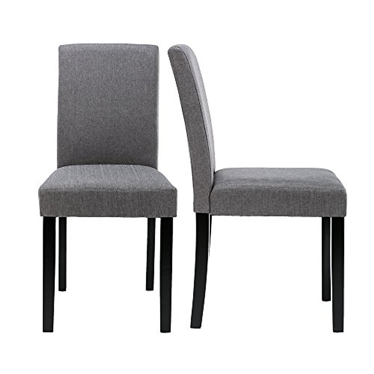 NOBPEINT Urban Style Solid Wood Fabric Padded Parson Chair, Grey, Set of 2