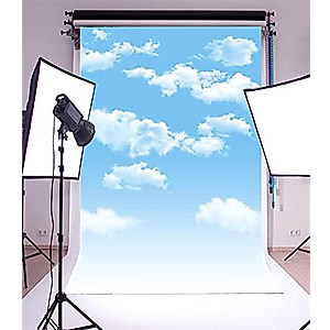 AOFOTO 3x5ft Blue Sky Backdrops White Clouds Photo Shoot Background Photography Studio Props Digital Video Drop Baby Infant Kid Newborn Toddler Artistic Portrait