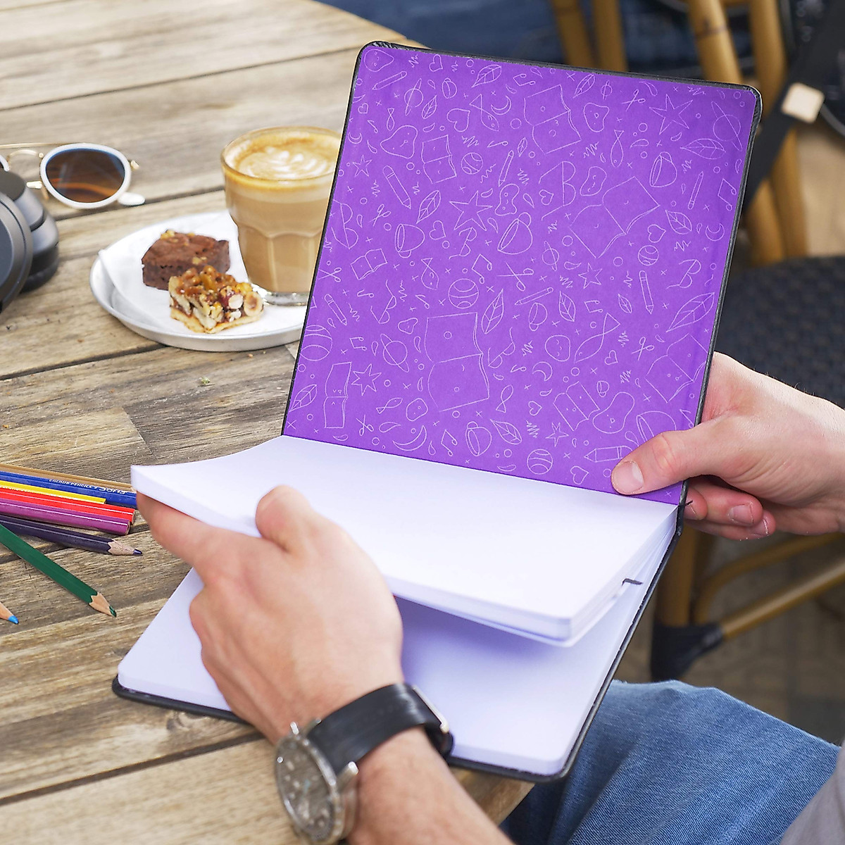 Articka Note Hardcover Sketchbook – Square Hardbound Sketch Journal – 8 x 8 Inch Art Book – 120 Pages with Elastic Closure – 180GSM Ultra Smooth Paper – Ideal for Pencils, Graphite, Charcoal, Pen