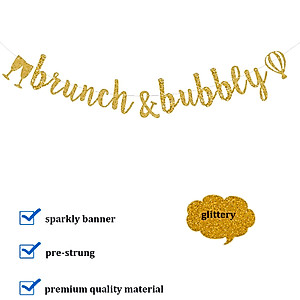 GeRRiT Brunch & Bubbly God Glitter Banner,Wedding Bachelorette Birthday Party Decorations. Bridal Shower Party Gold Glitter Decorations (Pre-Strung)