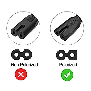 2 Prong Polarized AC Power Cord Cable Fit for Brother Singer Sewing Machine