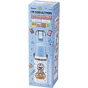 Skater SKDC4-A Children's 2-Way Stainless Steel Kids Water Bottle with Cup, 15.2 fl oz (430 ml), I'm Doraemon, Sanrio, Girls