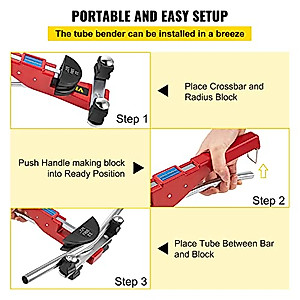 Mophorn Pipe Bender, Tube Bender Kit Hand Tool 1/4 to 7/8 Inch, Refrigeration Ratcheting Tubing Benders 90 Degrees for for HVAC Copper, Aluminum Tubes