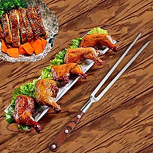 MeiAoJia Heavy Stainless steel carving fork,barbecue cooking meat fork, used to fixed, move, poultry and Turkey forks(L:11.5-Inch)
