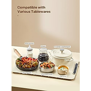 Reemix Electric Warming Tray, Foldable Food Warming Mat with Adjustable Max Temperature 212 Fahrenheit, Auto Shut-Off Food Warmer for for Gatherings, Parties, Everyday Use (Creamy White)