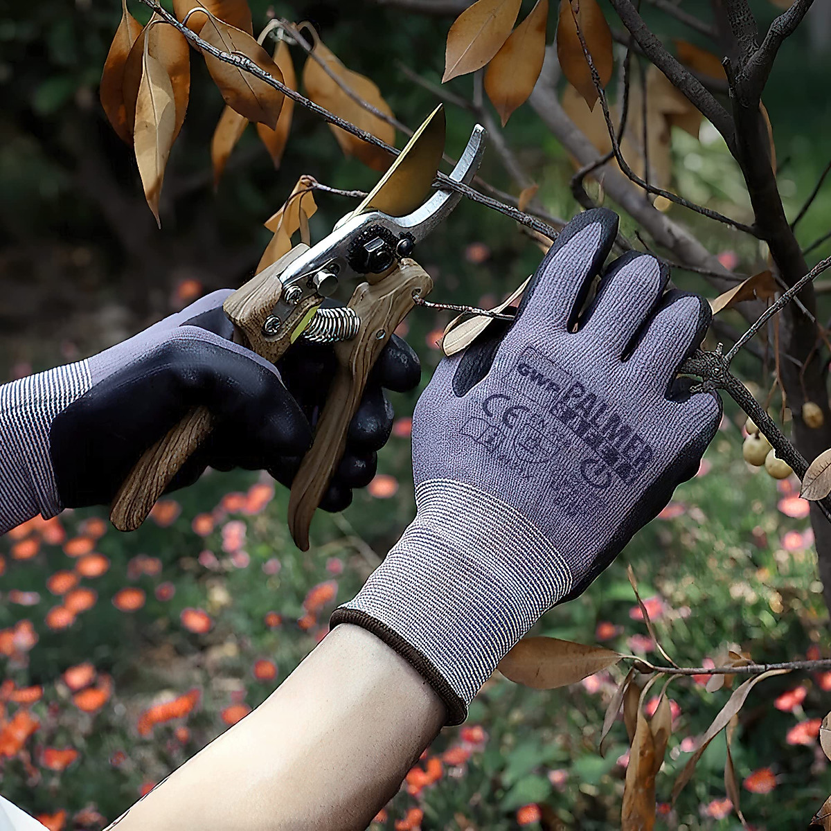 ATERET Palmer Safety 12 Pairs Large Safety Work Gloves I Microfoam Nitrile Coated Gloves I Working Gloves for Construction Warehouse Home Improvement