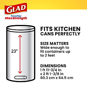 GLAD ForceFlexPlus Tall Kitchen Drawstring Trash Bags with Clorox, 13 Gallon White Trash Bag for Kitchen, Mountain Air Scent, 90 Count