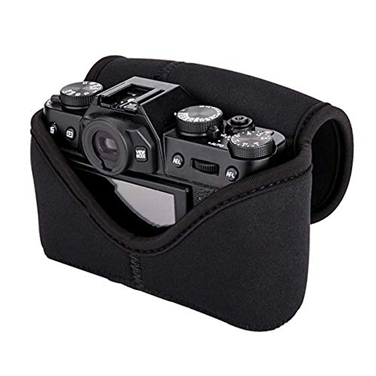 JJC Black Ultra Light Neoprene Camera Case, Compatible with X-E4 X-T30 II X-T30 X-T20 X-T10 +Short Prime Lens, 18mm F1.4/ 27mm F2.8/ 35mm F2, Pouch Bag Fuji X100V X100VI, Compact Size 127x85x84mm