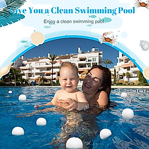 Zubebe 4.6 lbs Pool Filter Media Balls Fiber Filter Media for Swimming Pool Sand Filters and Bath Center Bathtubs Spas Aquarium Grime Cleaning Scum