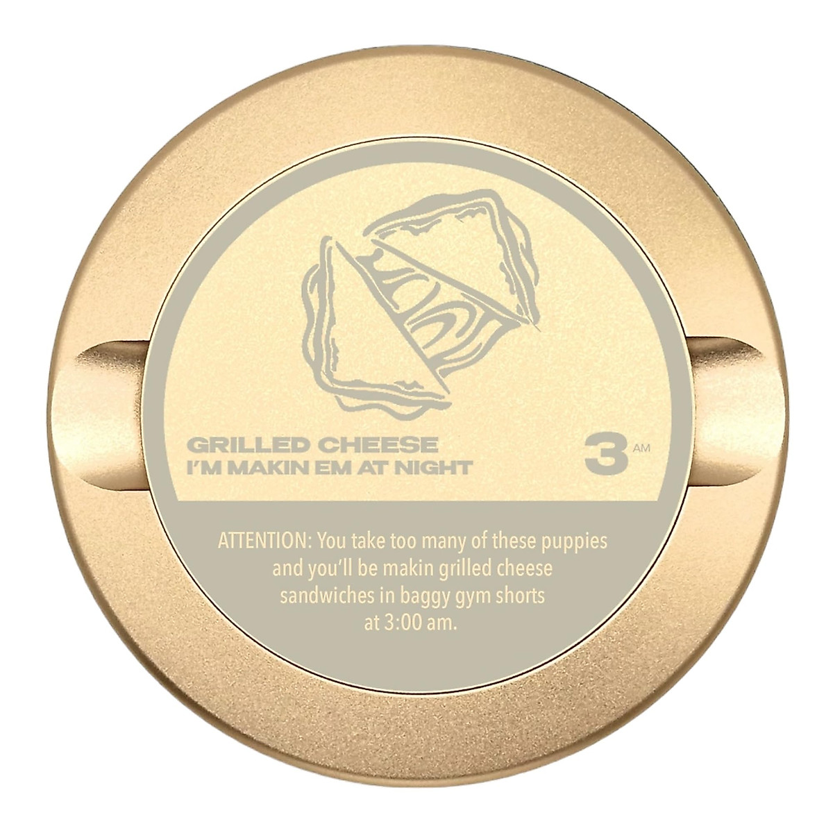 Edition 006: Grilled Cheese | Snus Can | Snus Container | Zyn Metal Can | Metal Zyn Container | Zyn Holder | Metal Snus Container | Smell Proof Container | Aluminum Zyn Container (Champagne Gold)