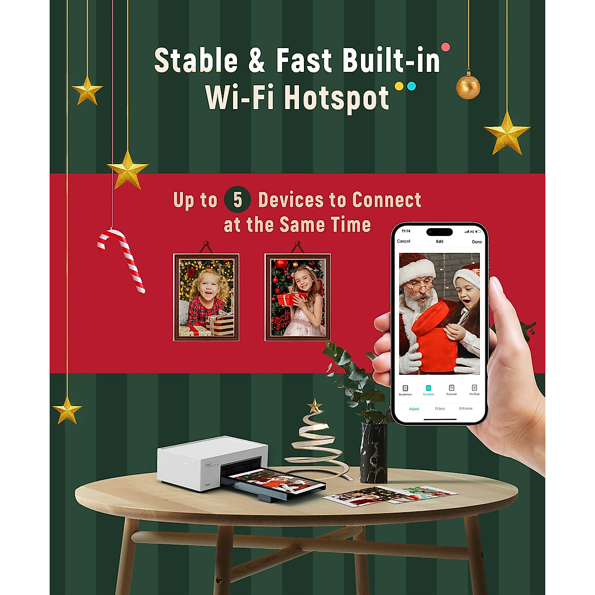 Liene 4x6'' Instant Photo Printer (Battery Edition) Bundle100-sheet, 3 Ink-Cartridge, Wireless Photo Printer for iPhone, Smartphone, Android, Computer, Dye Sublimation, Photo Printer for Travel, Home