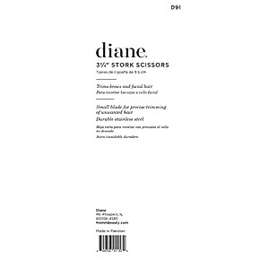 Diane Stork Scissors for Eyebrows, Silver, 3.75