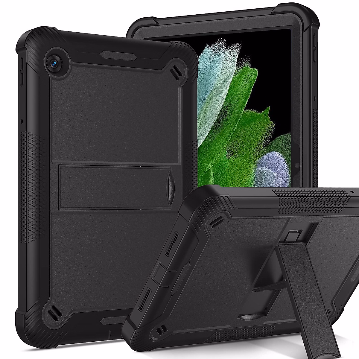 DUEDUE for TCL Tab 10 5G 10.1" Tablet Case, 3 in 1 Hybrid Shockproof Silicone Gel Protective Tablet Cover with Kickstand for TCL Tab 10 5G 9183W(2022 Release), Black