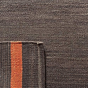 SAFAVIEH Kilim Collection Area Rug - 9' x 12', Dark Grey & Orange, Handmade Flat Weave Wool, Ideal for High Traffic Areas in Living Room, Bedroom (KLM952C)