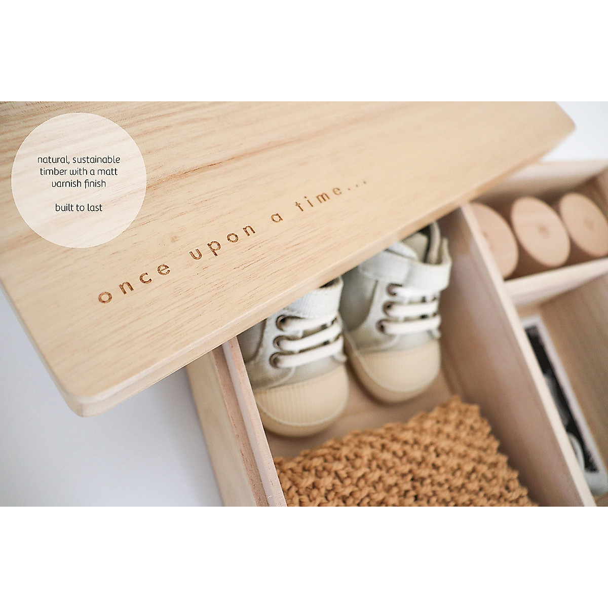 Baby Keepsake Box Wooden | Baby Shower Keepsake Box for Girl or Boy | Newborn Baby Box | Milestone Box Organizer | Baby Treasure Box for Moms and Dads