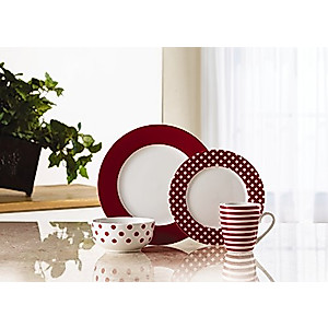 Pfaltzgraff Kenna Red 16-Piece Porcelain Dinnerware Set, Service for 4