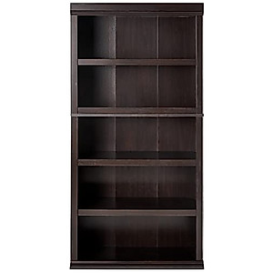 Sauder 5 Shelf Split Bookcase, Jamocha Wood Finish & Shoal Creek Computer Desk, Jamocha Wood Finish