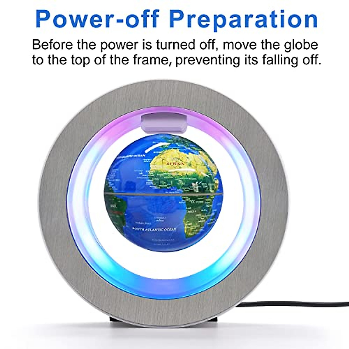 Flagest Magnetic Levitation Floating Globe - Levitating O Shape Globe with LED Lights for Educational Home Office Desk Decor - Birthday Holiday Party Christmas Gift (4Inches Globe）