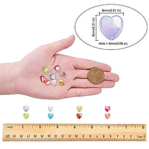 LiQunSweet 320 Pcs 8-Colors Clear Acrylic Beads Sweet Heart 8mm Dyed AB-Color Loose Beads in Bulk for Necklace Bracelet Earrings Jewelry Making