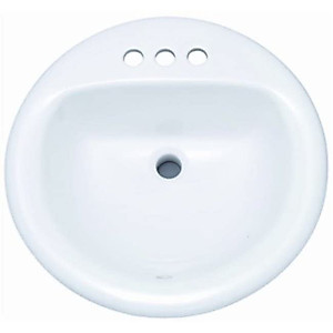 PROFLO PF194RWH PROFLO PF194R Rockaway 19" Circular Vitreous China Drop In Bathroom Sink with Overflow and 3 Faucet Holes at 4" Centers