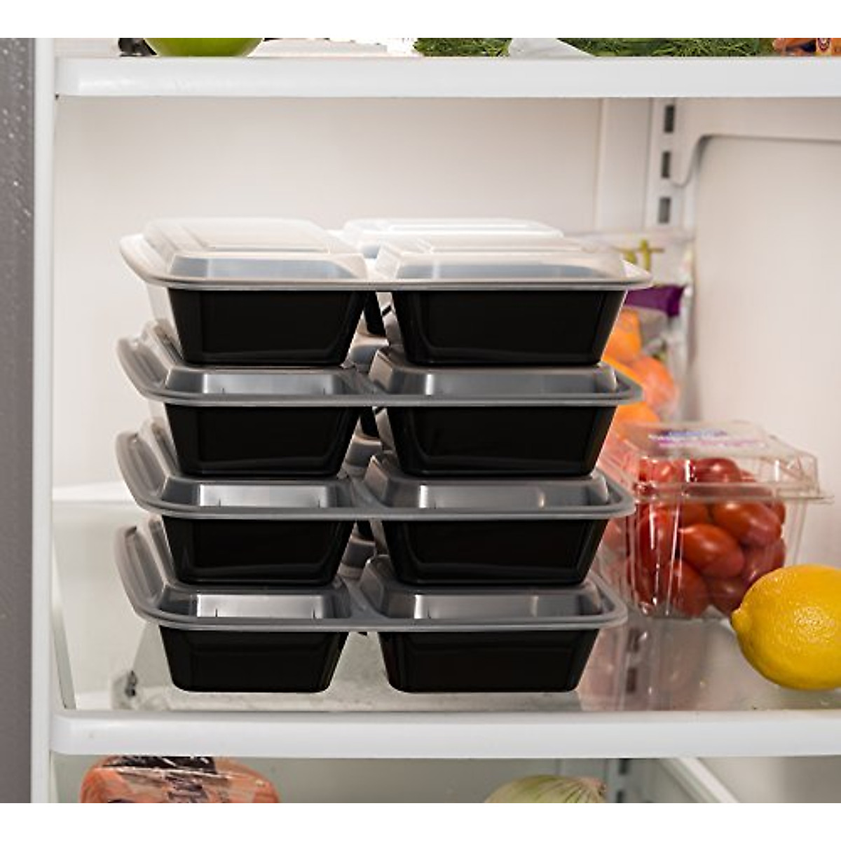 Ez Prepa 25 Pack 32oz 3 Compartment Meal Prep Containers with Lids -Food Storage Containers Plastic, Bento Box, Lunch Containers, Microwavable, Freezer and Dishwasher Safe, Food Containers