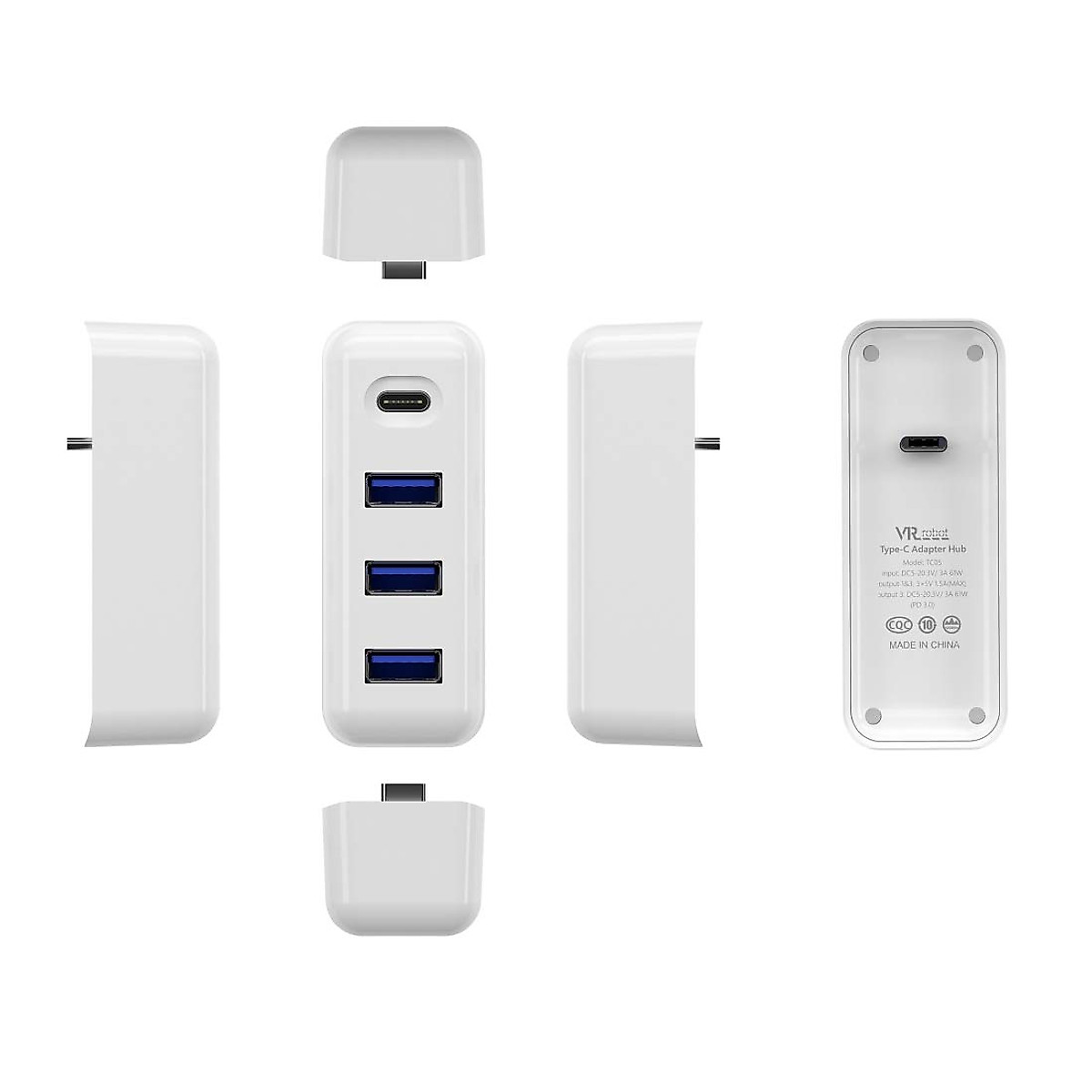 USB Hub Portable USB Hub USB Type-C 61W Laptop Power Dock Multi-Function HUB with 3 USB 3.0 Interface 1 Type-C Interface