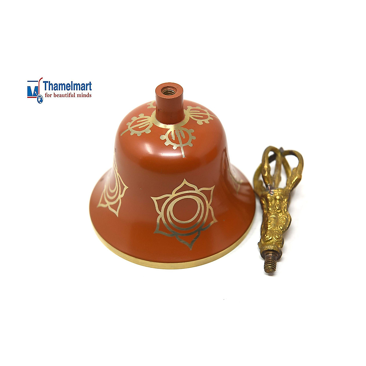 Tibetan Buddhist Meditation Bell Chakra Color - Bell of Enlightenment from Nepal 8 Inches Including free Box … (ORANGE)