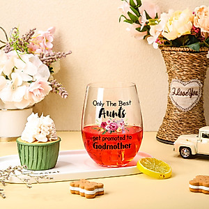 Thank You for Being My Godmother Wine Glass, Personalized Mother's Day Birthday Christmas Gift for Godmother Mother, 17 Oz Godmother Announcement Wine Glass for Godmother from Godchild (Only The Best)