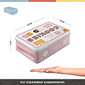 Nostalgic-Art Retro Storage Tin Box Flat, 84.5 oz, Wonder Cookies – Gift idea for the kitchen, Metal Can with Lid, Decorative vintage design