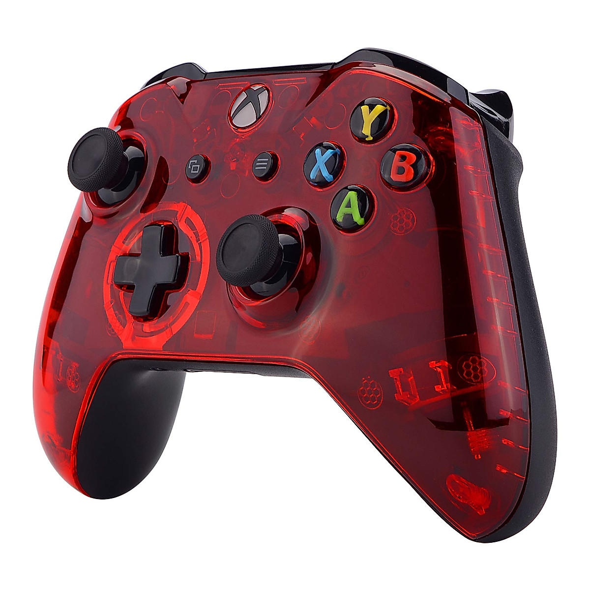 eXtremeRate Transparent Crystal Clear Red Faceplate Cover for Xbox One Wireless Controller (Model 1708), Custom Case Front Housing Shell for Xbox One S X Controller - Controller NOT Included