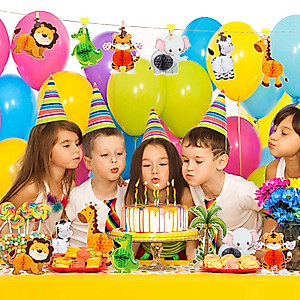 Blulu 27 Pieces Jungle Animals Cutouts Jungle Themed Party Decorations 3D Jungle Animals Cardboard Paper Cutouts for Classroom Bulletin Board Animals Theme Party Birthday Party Baby Shower