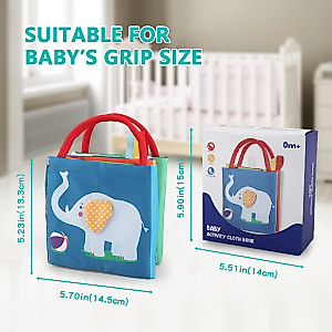Joyfia Baby Toys 0-6 Months, High Contrast Baby Books 3-6 Months, Infant Folding Crinkle Touch Feel Cloth Book 6-18 Months, Sensory Tummy Time Toys Car Seat Stroller Toys Newborn Boy Girl Gift