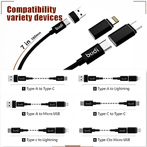 BUDI Multifunctional 9 in 1 Data Cable with USB Type-C Card Reader Micro SD Memory Card high-Speed Card Reader Adapter Suitable for Mobile Phone Cameras and Computers (9 in 1 Card Reader)