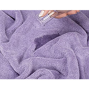 American Soft Linen Salem Bath Towel Set, 6 Piece Towels for Bathroom, 100% Turkish Combed Zero Twist Cotton, 2 Bath Towels 2 Hand Towels 2 Washcloths, Lilac