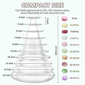 Frigatebird 10 Tier Macaron Tower Display Stand, Clear Round Macaron Tower Tray Macaron Display Shelf Rack and Plastic Cake Dessert Stand for Christmas Wedding Birthday Party Decor