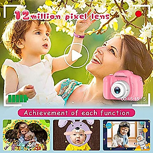 Dylanto Upgrade Kids Selfie Camera, Christmas Birthday Gifts for Girls Age 3-9, HD Digital Video Cameras for Toddler, Portable Toy for 3 4 5 6 7 8 Year Old Girl with 32GB SD Card (Pink