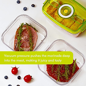 SNUGTOPIA Vacuum Seal Food Storage Containers with Lids - Square, BPA Free, Leak Proof, Dishwasher, Freezer & Microwave Safe 3Pcs
