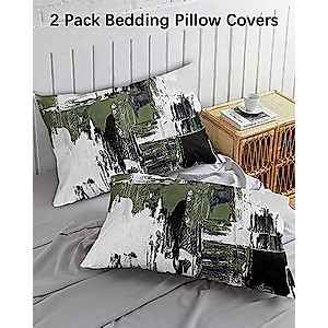 Turquoise Pillow Covers King Standard Set of 2 Bed Pillow, Watercolor White Modern Oil Painting Abstract Art Plush Soft Comfort for Hair/ Skin Cooling Pillowcases with Envelop Closure 20''x36''