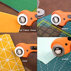 146 Pcs Rotary Cutter Set for Fabric，45mm Rotary Cutter Tool Kit with Cutting Mat，Tape Measure，Carving Knife，Storage Bag，Replacement Cutter Blades，Rotary Cutter Kit for Sewing and Quilting