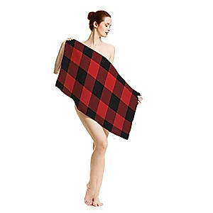 oFloral Black and Red Buffalo Check Plaid Hand Towels Cotton Washcloths,Classic Lumberjack Plaid Checker Pattern Soft Towels for Bath/Yoga/Golf/Hair/Face Towel for Men/Women/Girl/Boys 15X30 Inch