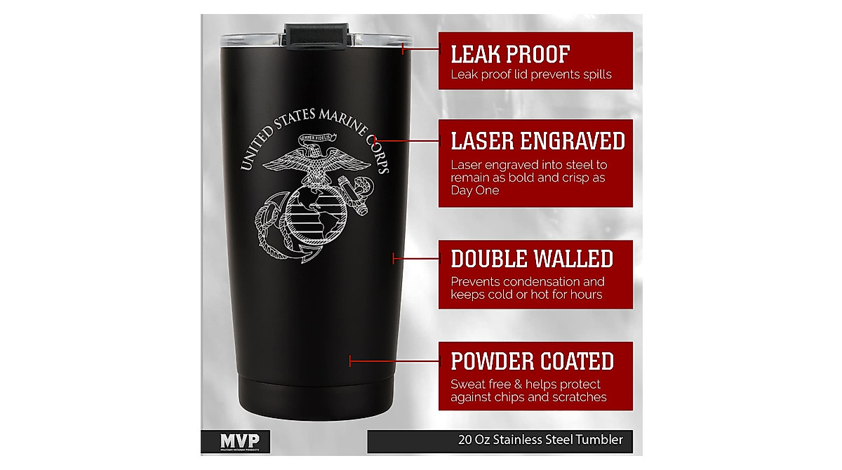 20oz USMC Tumbler - Durable Marine Corps Travel Cup