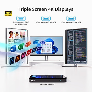 MeLE Overclock3C Mini PC Windows 11 Pro Micro PC Celeron N5095(4C/4T, up to 2.9Ghz, TDP 15W) 32GB DDR4 512GB ROM Small Desktop Computer with 2 X HDMI 4K@60Hz, USB-C, WiFi 6, BT5.2, VESA Mount