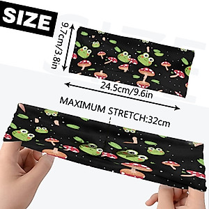 Showudesigns Mushroom Frog Headband for Men Boys Basketball Running Sport Head Wraps Lotus Leaf Wide Close Skin Absorption Sweat Bands Black