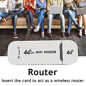 4G LTE Router Wireless USB Mobile Broadband 150Mbps Wireless Network Card Adapter, 2023 New Mobile WiFi with SIM Card Slot Car Hotspot Pocket, for Computers, Cars, Mobile Power (White)